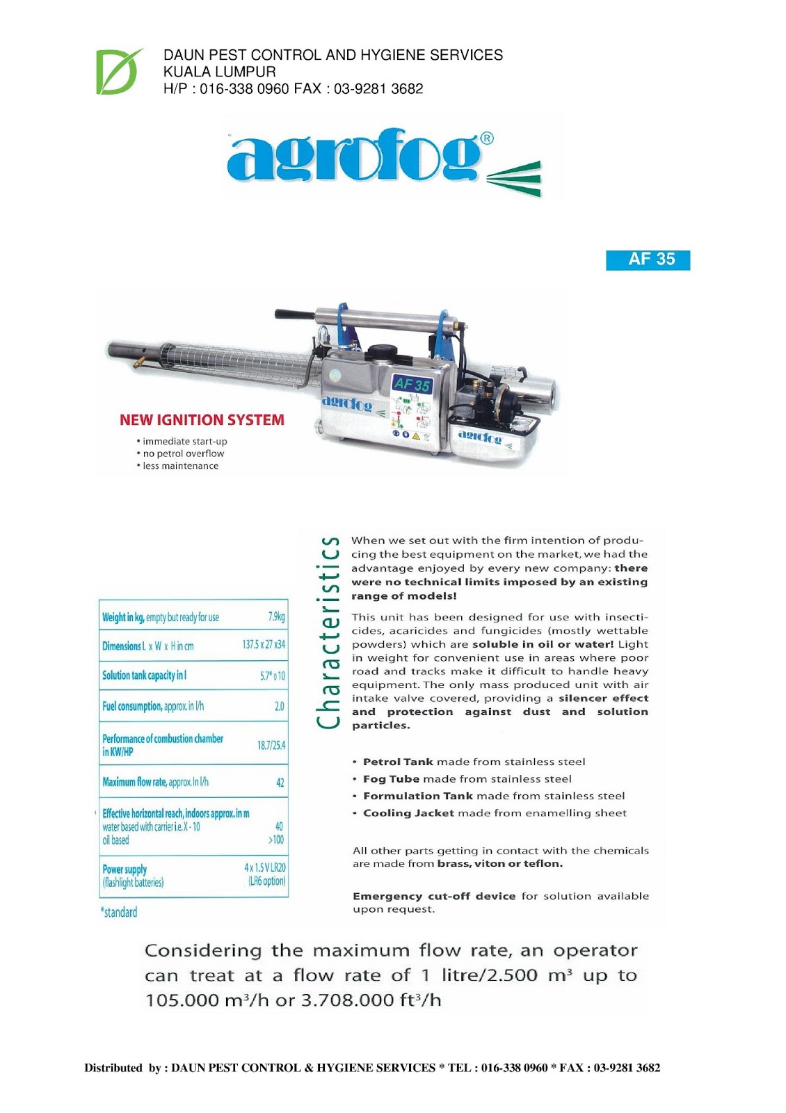 DAUN SERVICES COMPANY: AGROFOG AF35 - MACHINE FOGGING FOR SALE