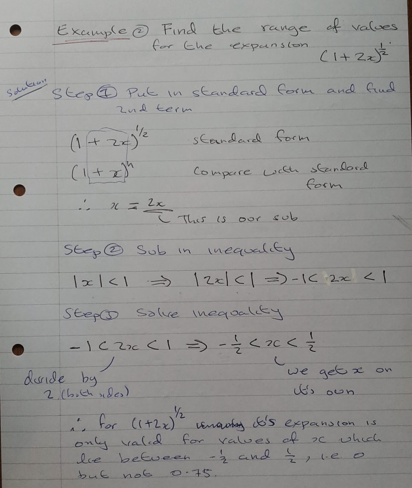 A Level Maths Notes: A2 Binomial Expansion: values of x the expansion ...