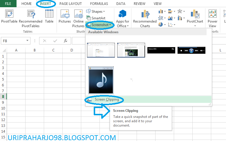 Cara Screenshot di Microsoft Excel 2013 - Urip Raharjo Mobile Blog