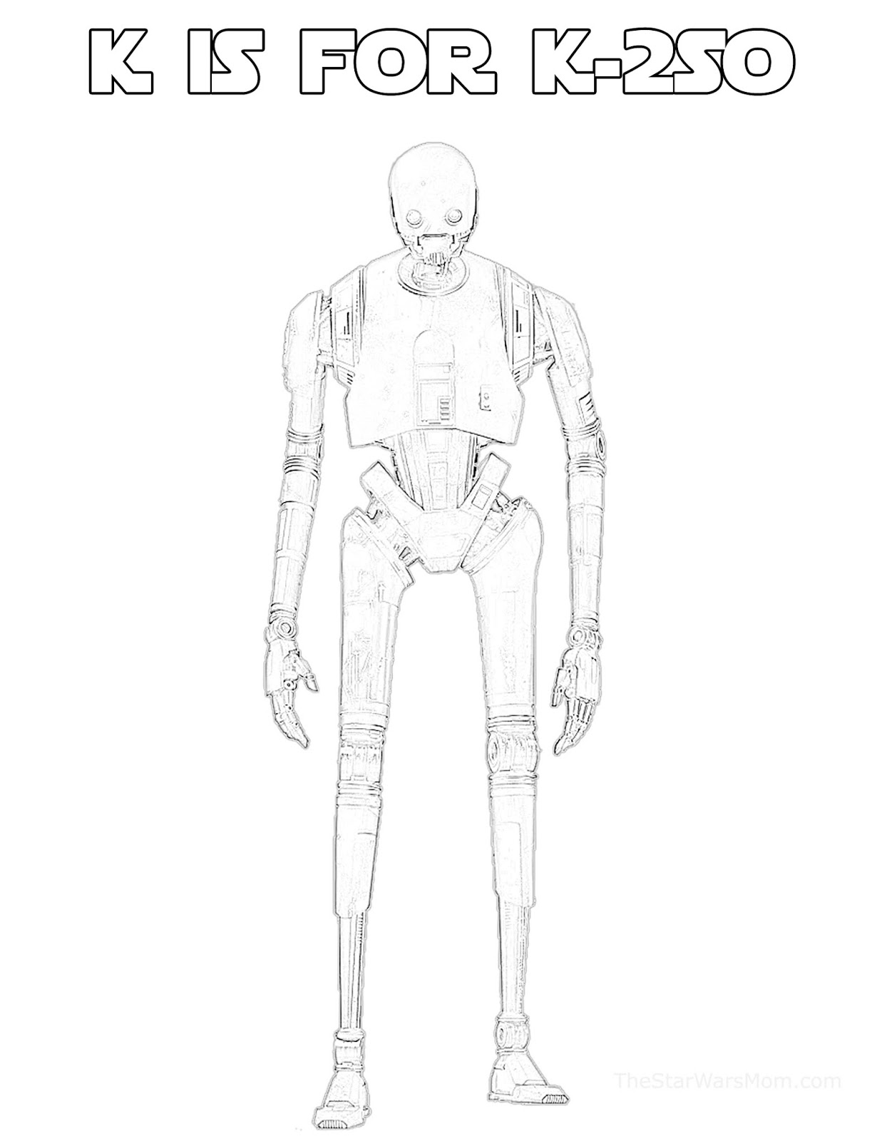 K is for K-2SO - Star Wars Alphabet Coloring Page - The Star Wars Mom ...