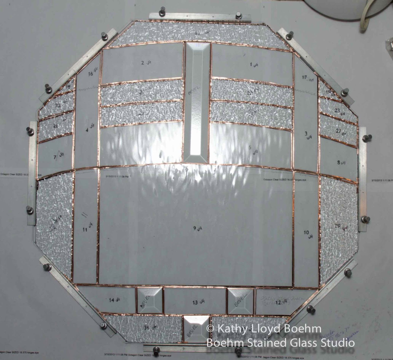 Boehm Stained Glass Blog: Octagonal Clear Powder Room Window - Copper ...