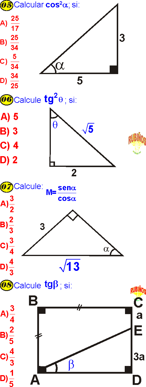 Razones trigonométricas ejemplos y ejercicios resueltos