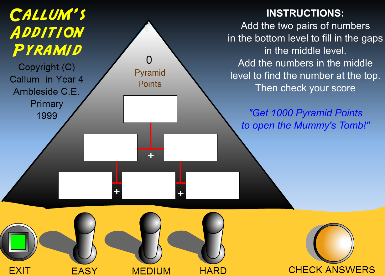 Las TIC en Primaria: CALLUM'S ADDITION PYRAMID