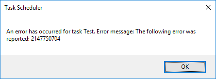 An error has occurred for task 'name'. Error message: The following error was reported ...