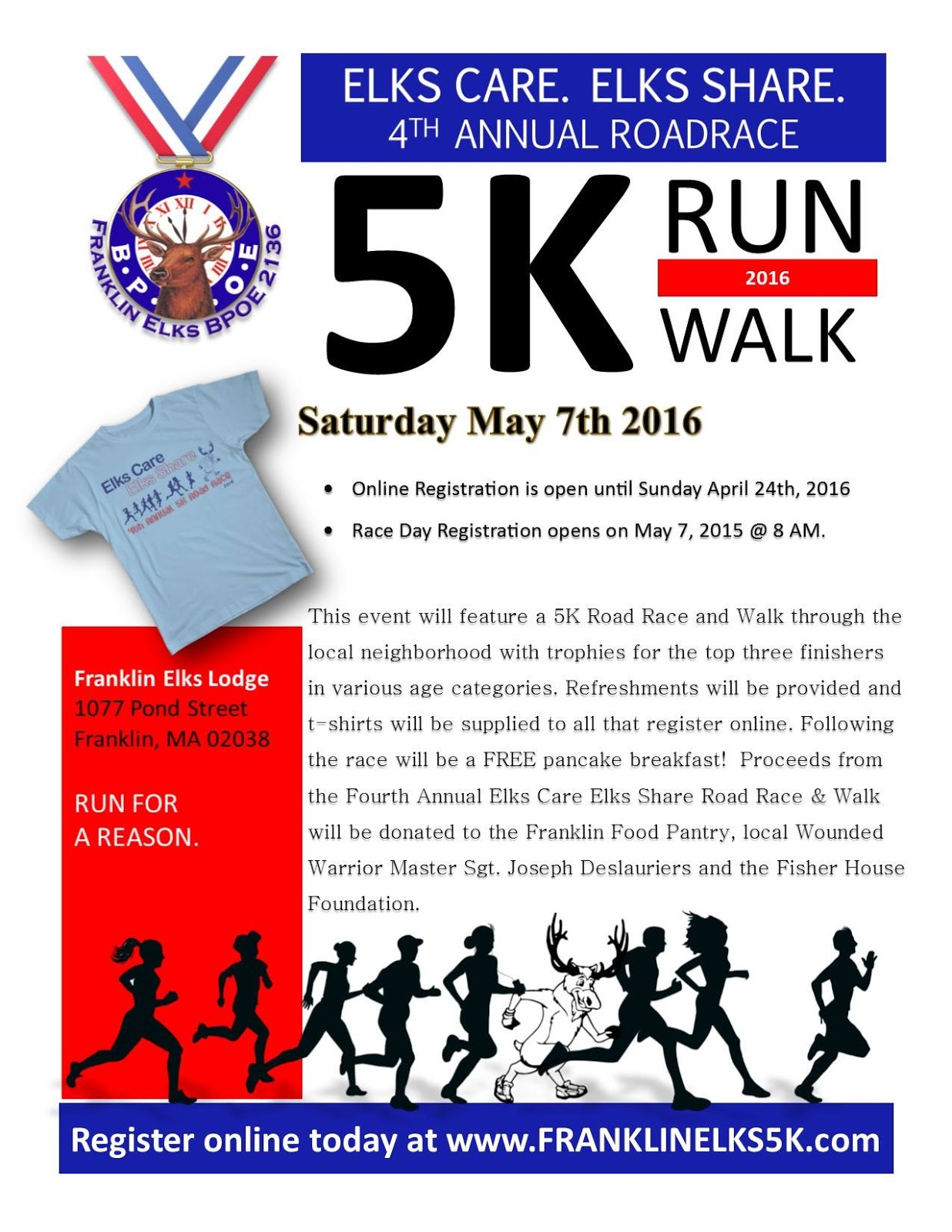 Franklin Matters: Reminder: 4th Annual Elks Care Elks Share 5K - May 7