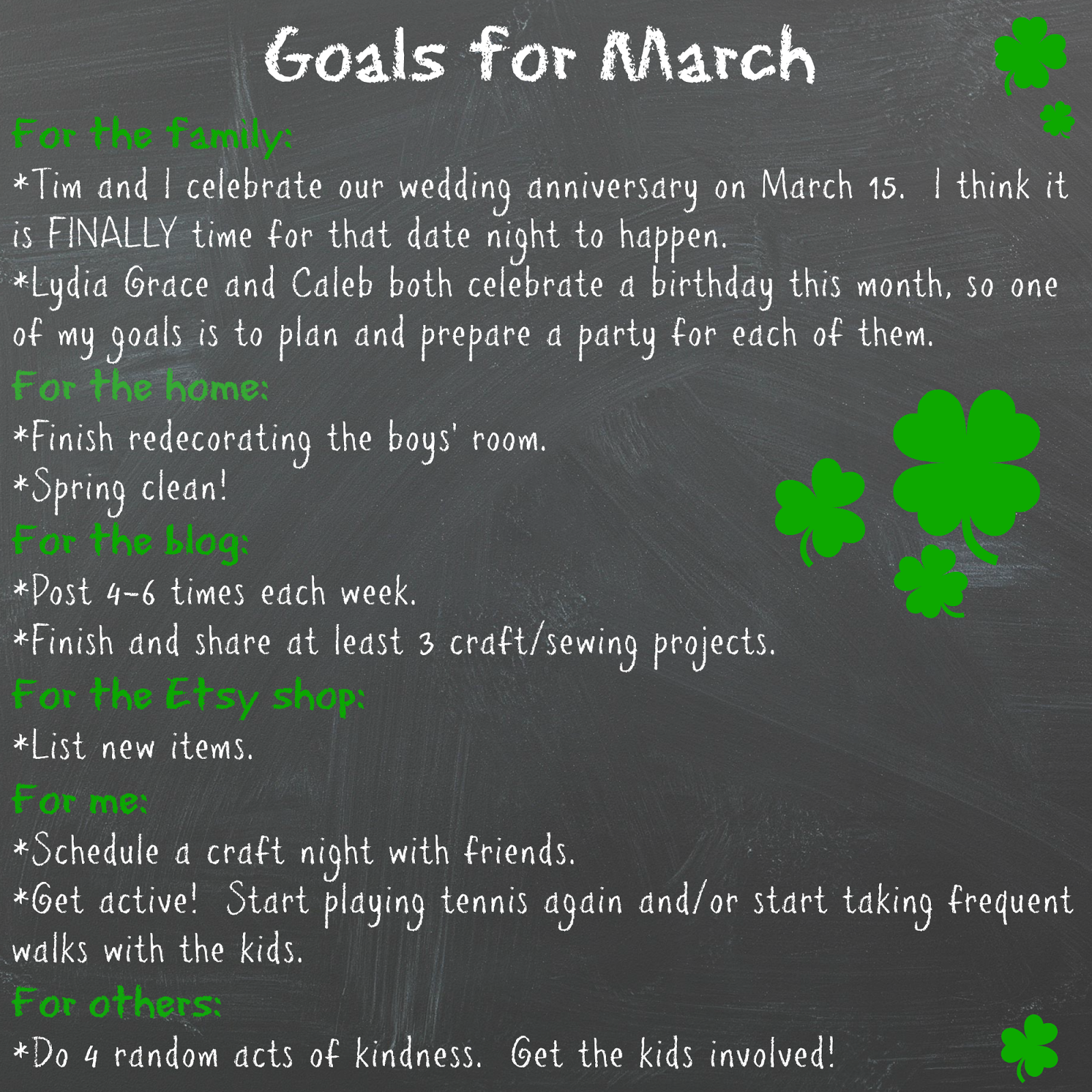 The Life of Jennifer Dawn: March's Goals: Monthly Goal Link Up