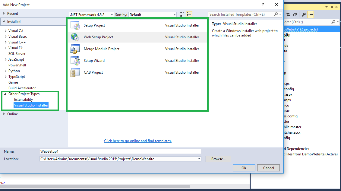 How To Configure Setup(Installer) Project For Visual Studio 2015 ...