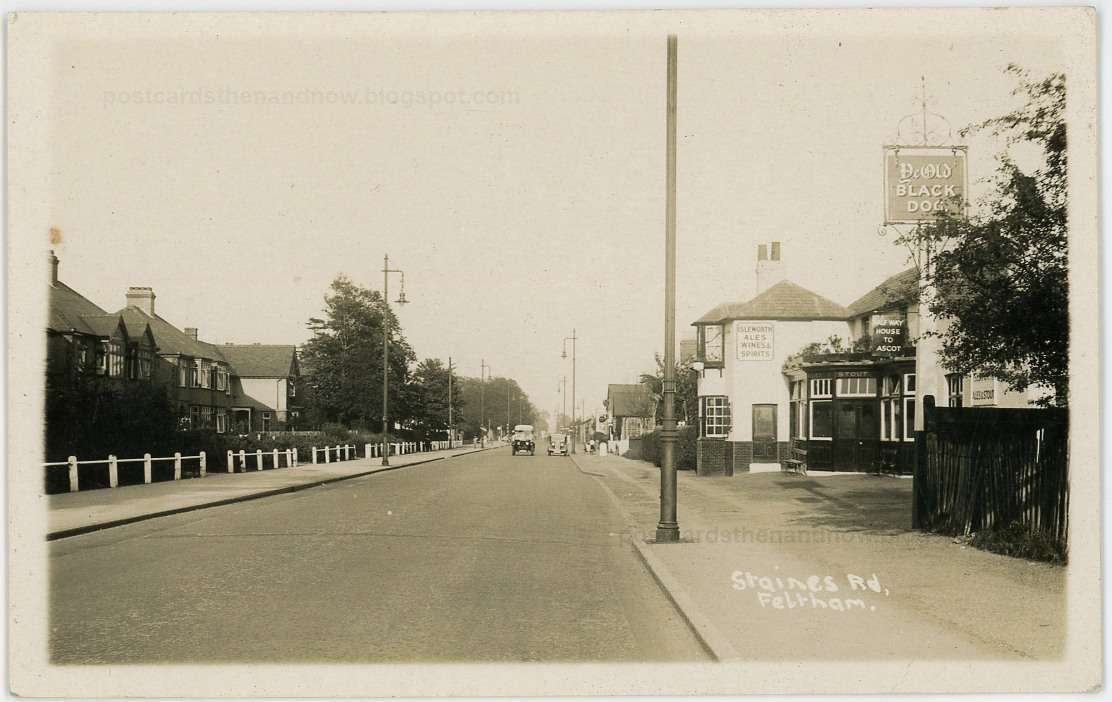 Postcards Then and Now: Bedfont, Middlesex, Staines Road, The Black Dog ...