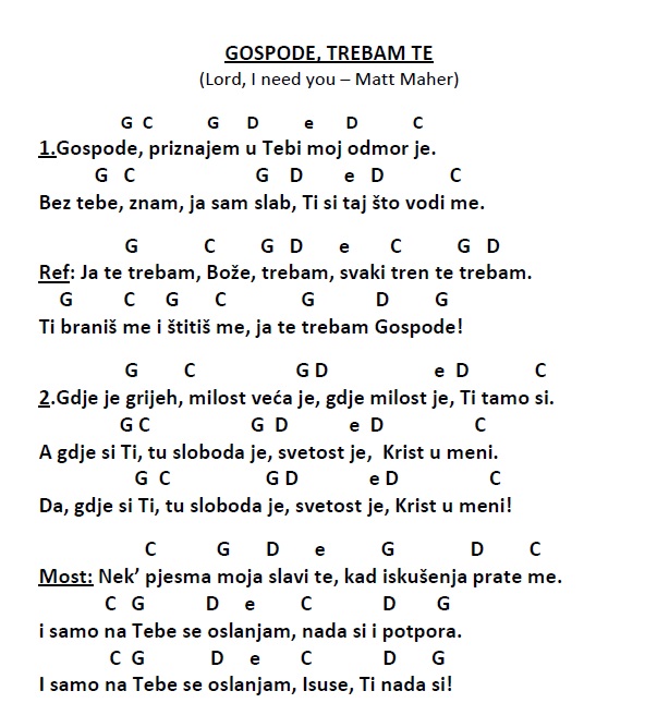 Okrijepa Srcima Svetih: Gospode, trebam te