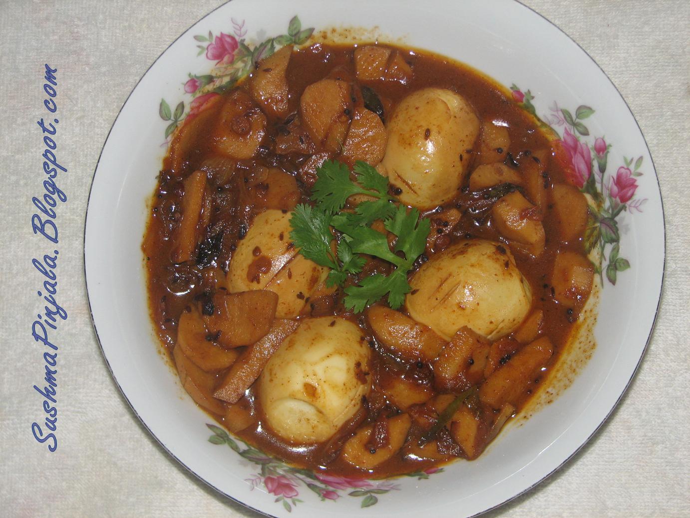 Chamadumpa Egg Pulusu / Arbi Egg Curry / Taro Root Egg Curry - From ...