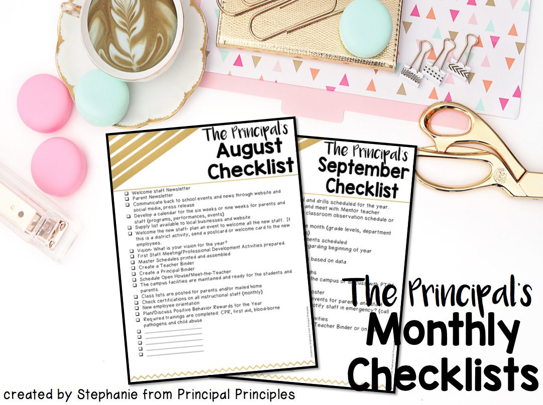 Principal's Monthly To-Do Checklists - Principal Principles