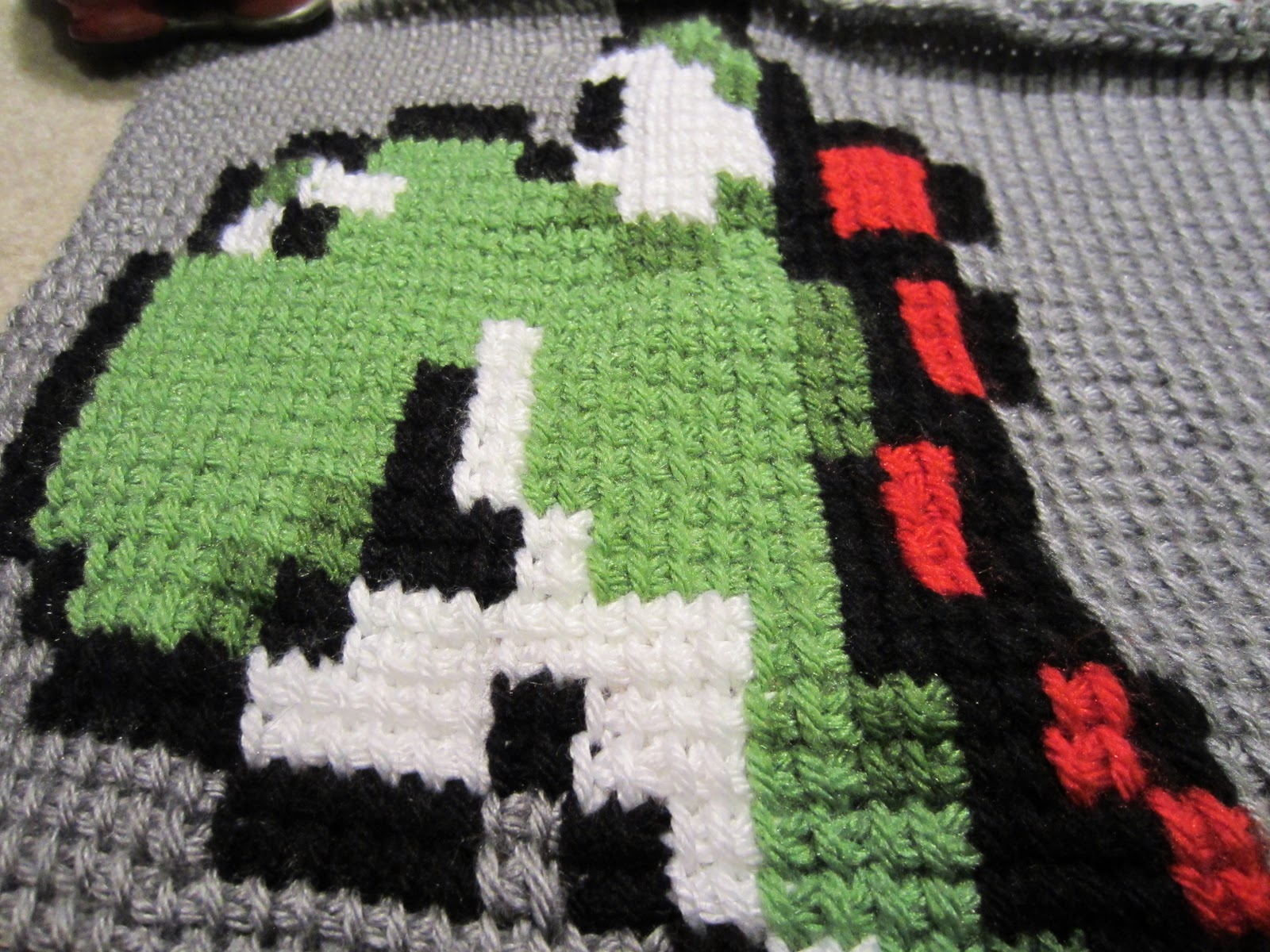 Crochet Blog- JellyBeanster: Crochet Mario Blanket Part 3- Yoshi
