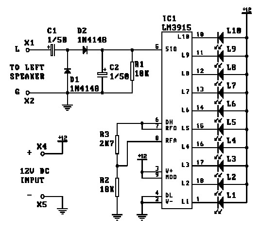 Audio Schematics: LEDs Signal strength indicator on the amplifier