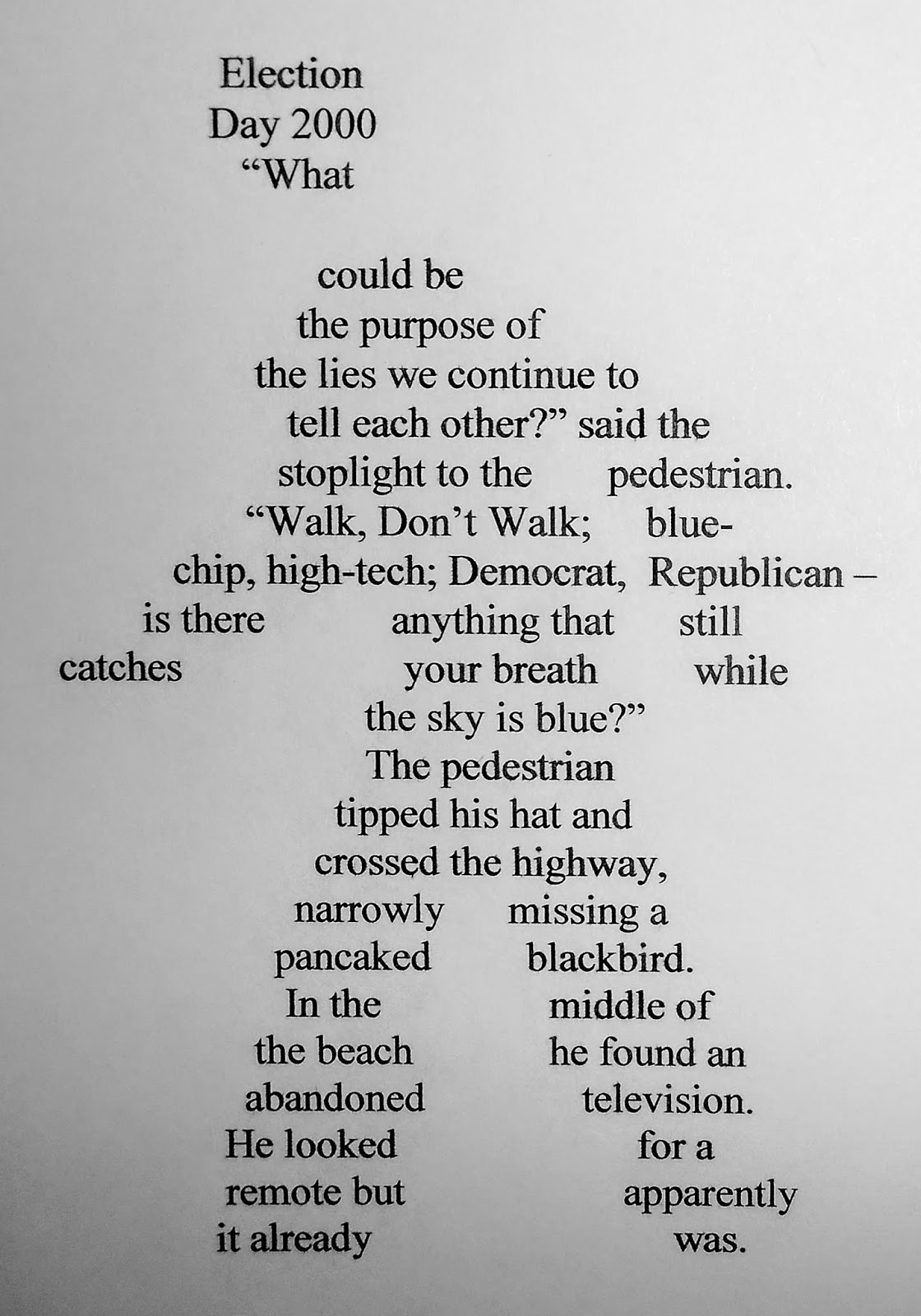 Writerville: Shape Poem: Election Day 2000