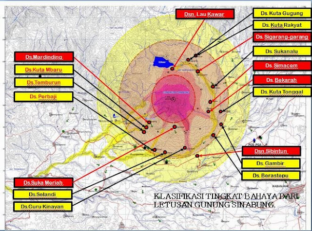 Peta Kawasan Rawan Bencana Gunung Sinabung | Karo Simbisa Watch