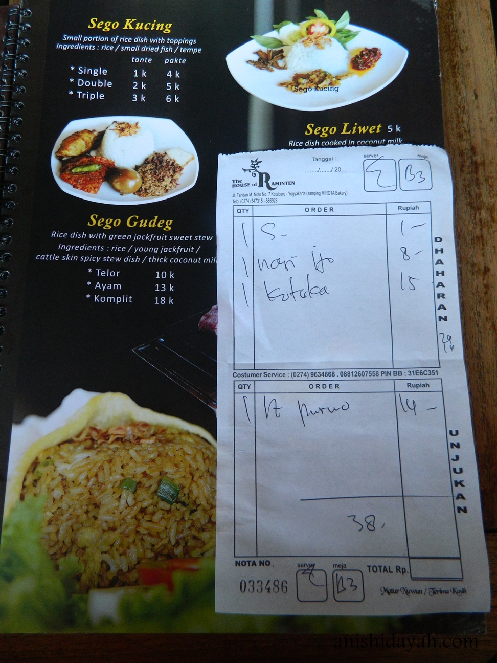 SangPetualang: Iseng - iseng Mengintip Menu di The House Of Raminten