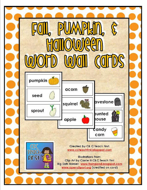 Clip Art by Carrie Teaching First: Fall, Pumpkins, Halloween Word Wall ...