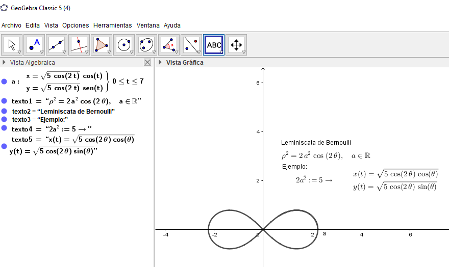 CdMb2_ct: Representación de curvas en coordenadas polares con GeoGebra. Ejemplo: Lemniscata de ...