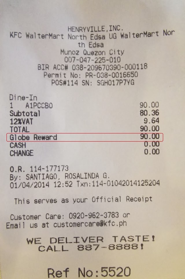 Kainan atbp.: Free KFC Meal Courtesy of Globe Rewards