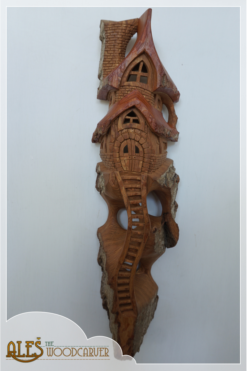 Ales the woodcarver: Large cottonwood bark houses finished with gel stain