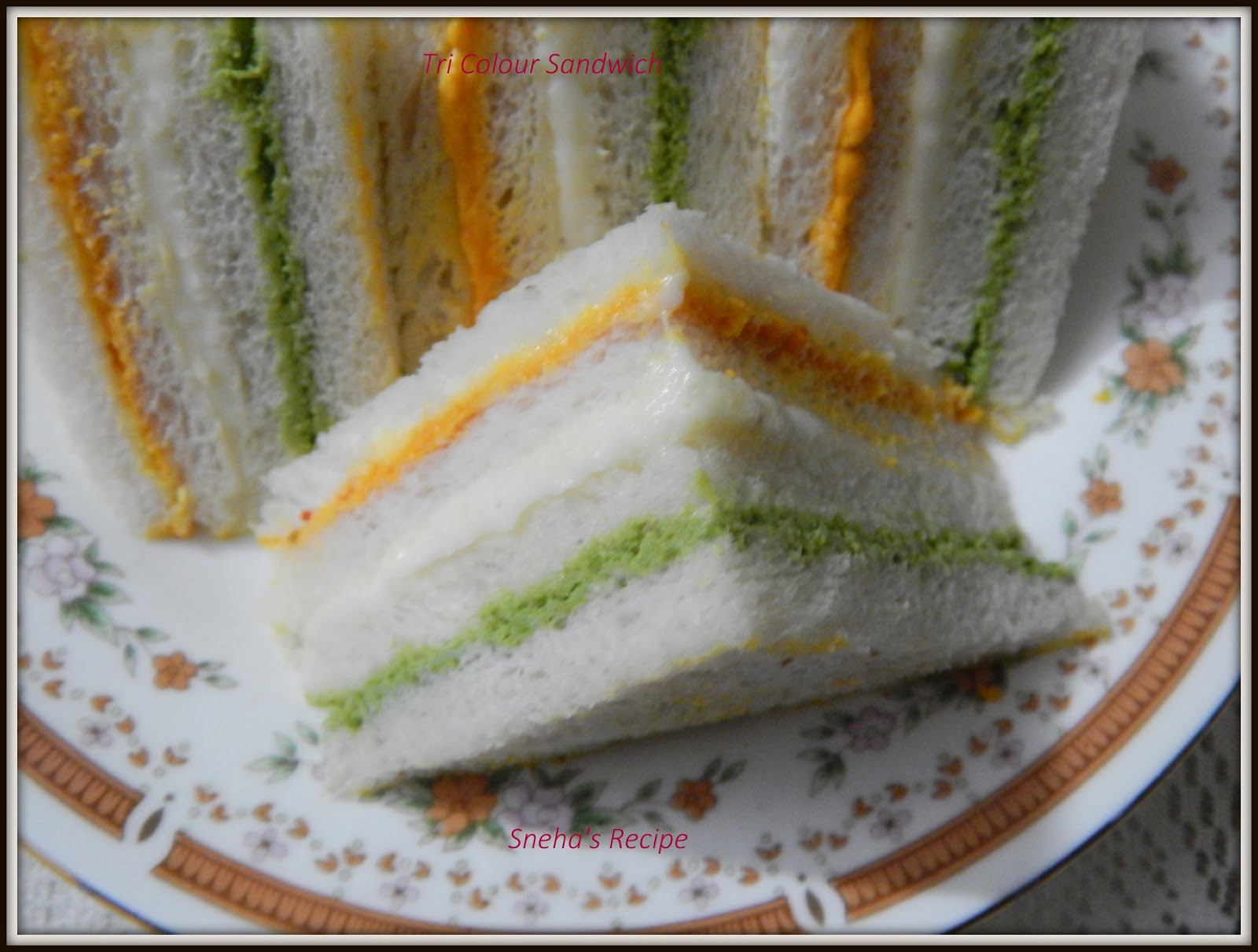 Tri Colour Sandwich - Sneha's Recipe