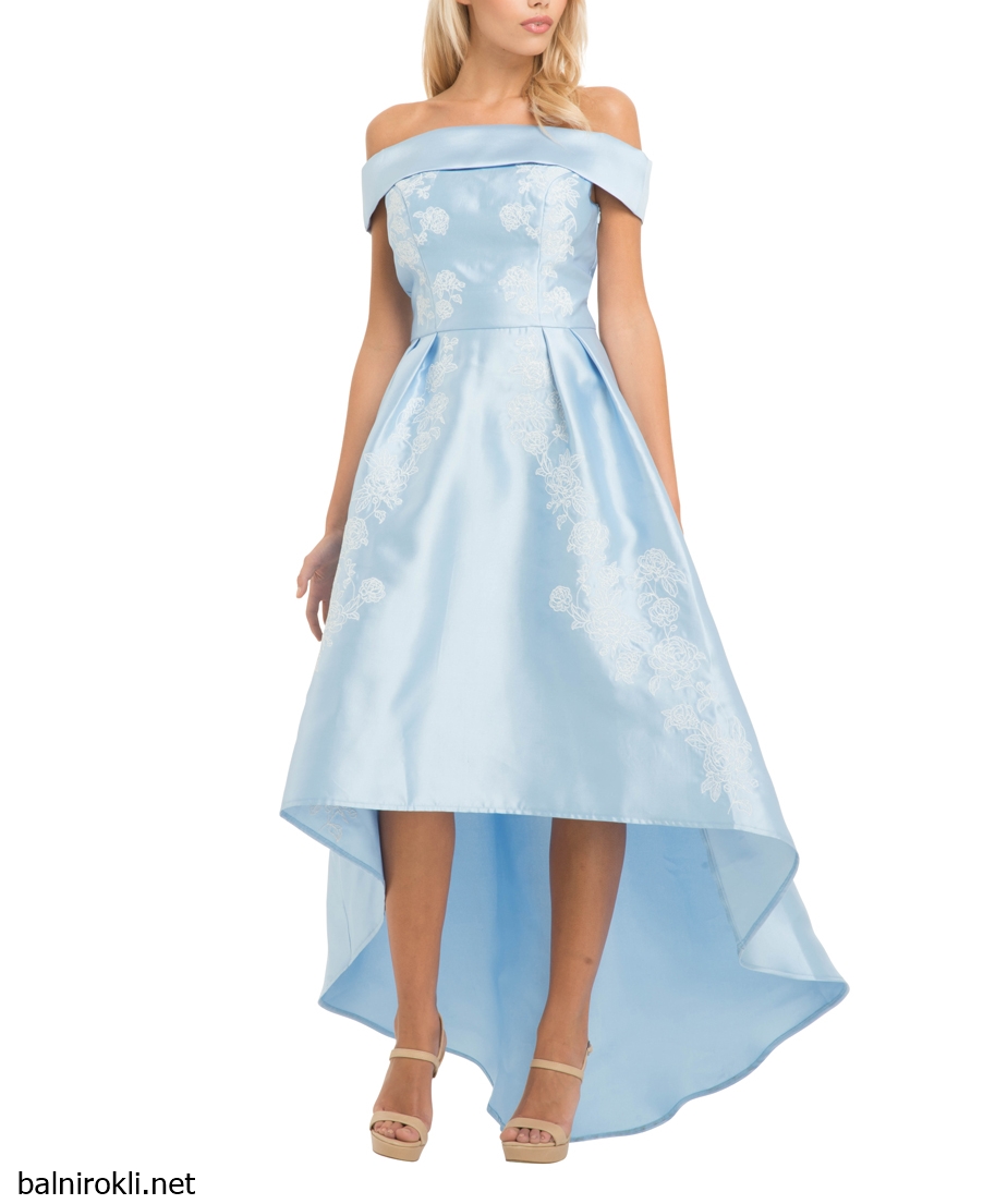 Бална Рокля: Асиметрична Вечерна Рокля Светлосин Цвят