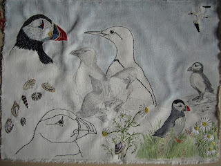 Louise Watson - Textile Artist: More work on the puffin page.