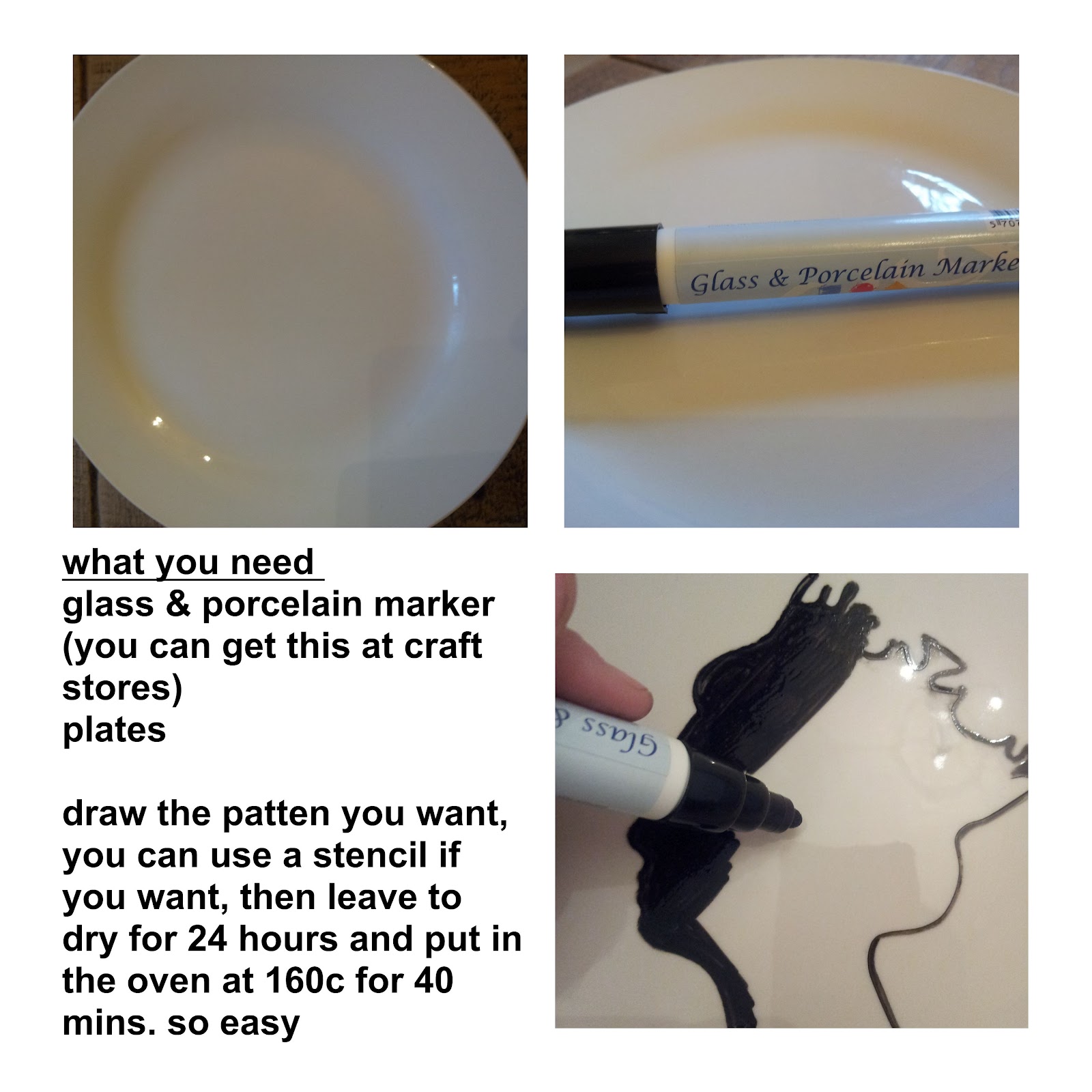 decorated plates using a porcelain marker