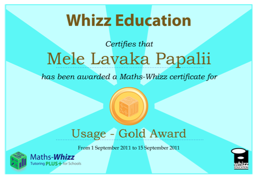 Pitopito Kōrero: Maths Whizz Certificates