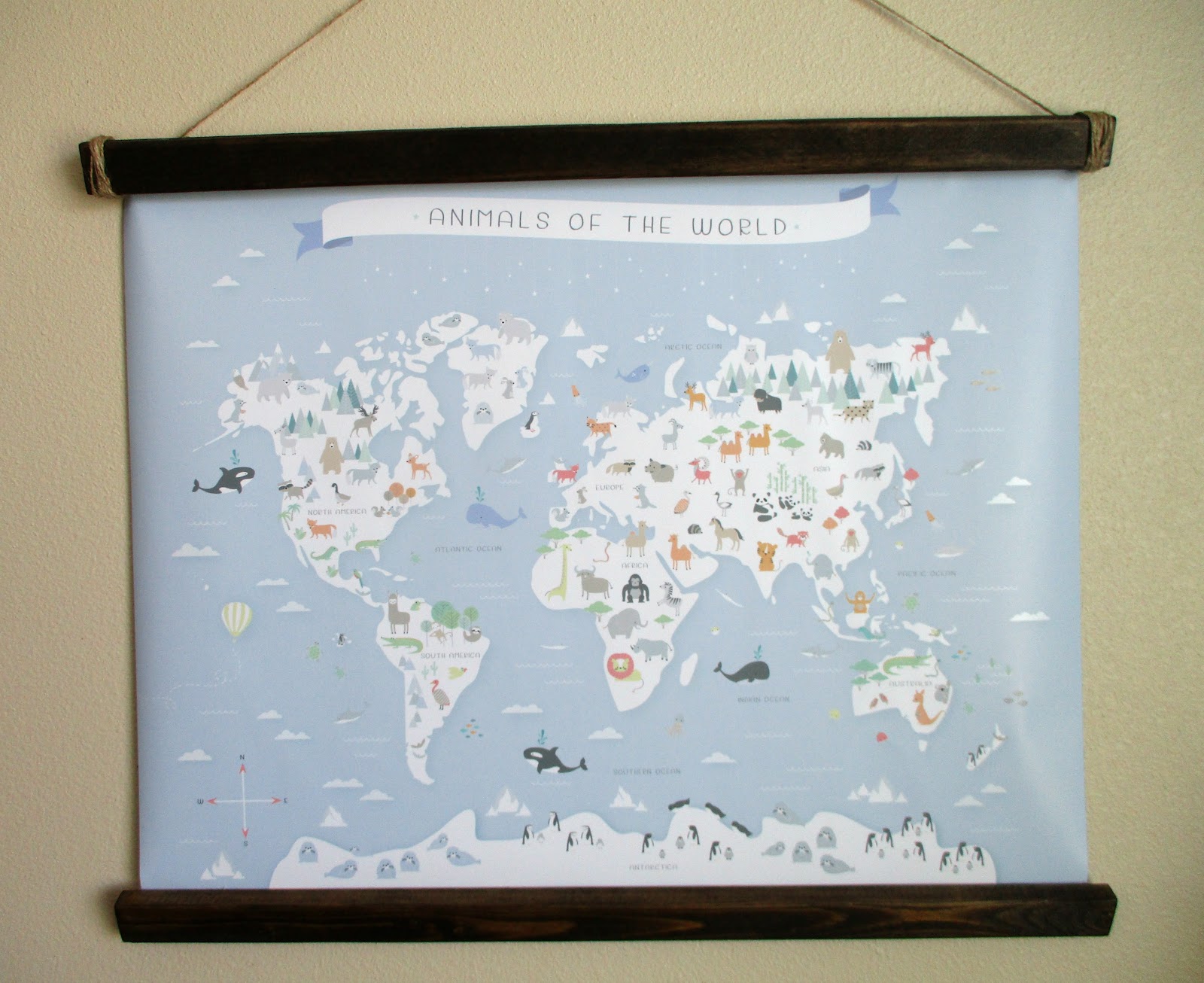 The Cozy Red Cottage: Hanging Map (or any printable) Tutorial