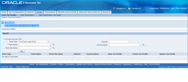 Oracle Application Techno Functional : "Please define a party tax ...