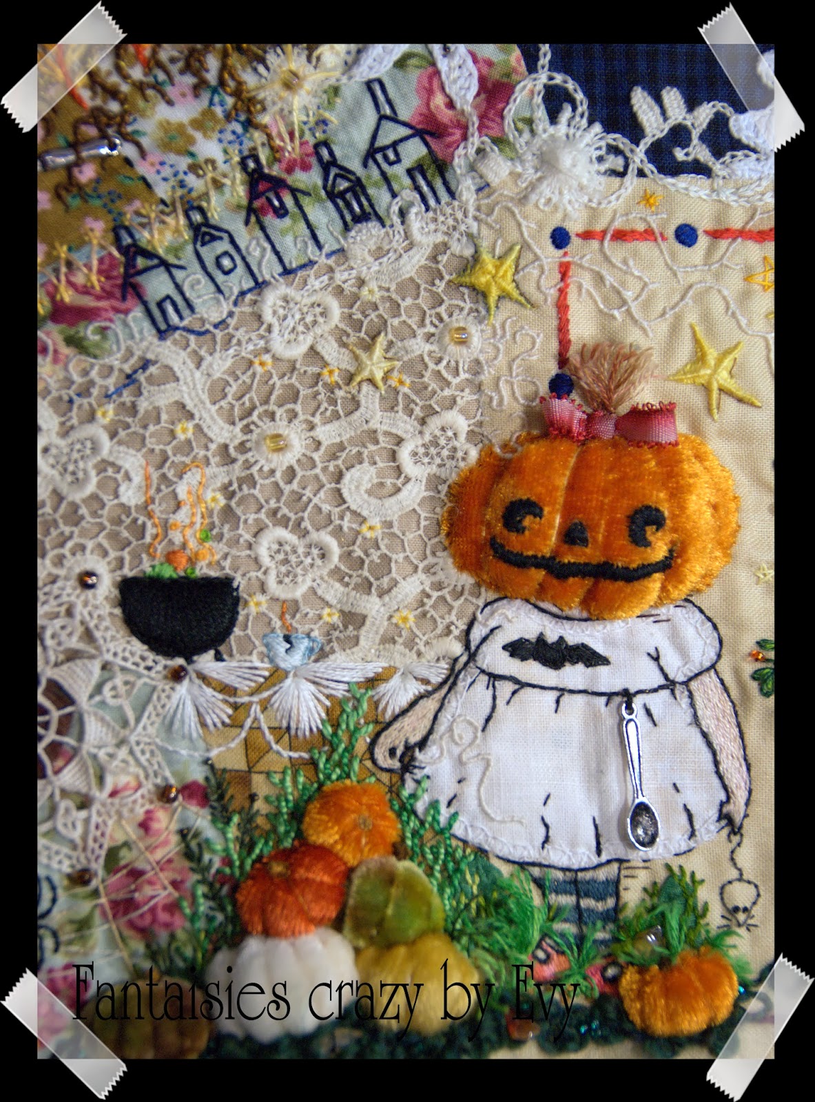 Fantaisies Crazy by Evy: Halloween crazy quilting
