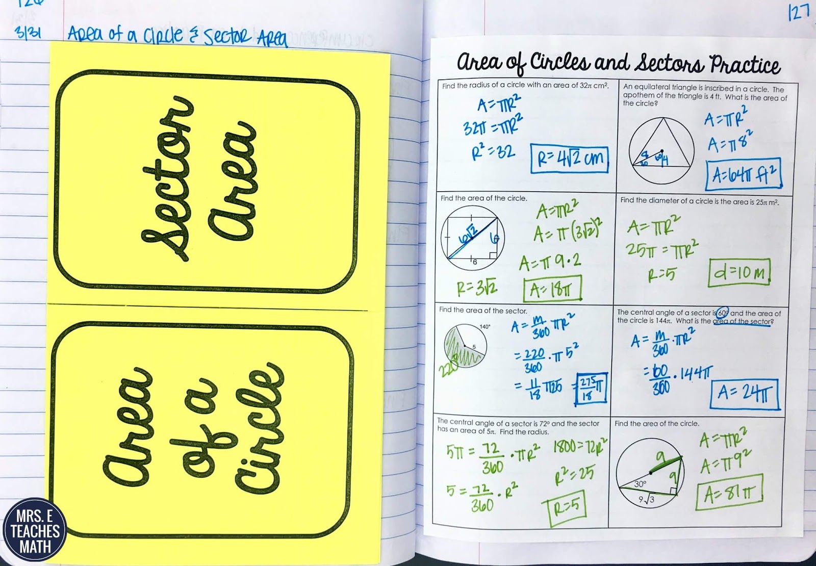 Area and Perimeter INB Pages | Mrs. E Teaches Math