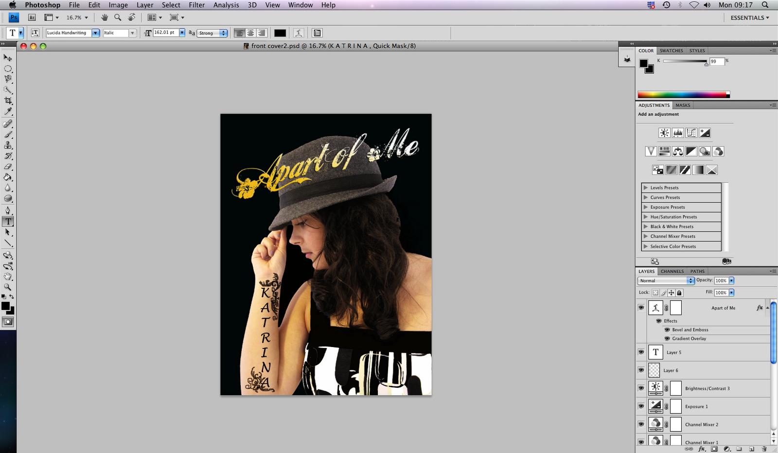 Yasmin's A2 Music Video Project: Digipack Front Cover Progress:
