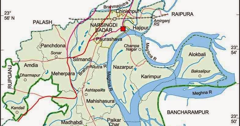 Narsingdi Sadar Upazila Map, Narsingdi, Bangladesh