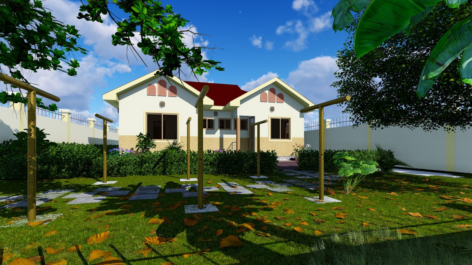 Picha za design ya nyumba na muonekano wa nje (landscape) yenye kiwanja ...