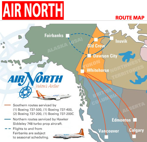 international flights: Air North route map