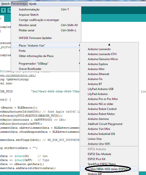 U-BLOX NINA W102 E ARDUINO: U-BLOX NINA W e ARDUINO