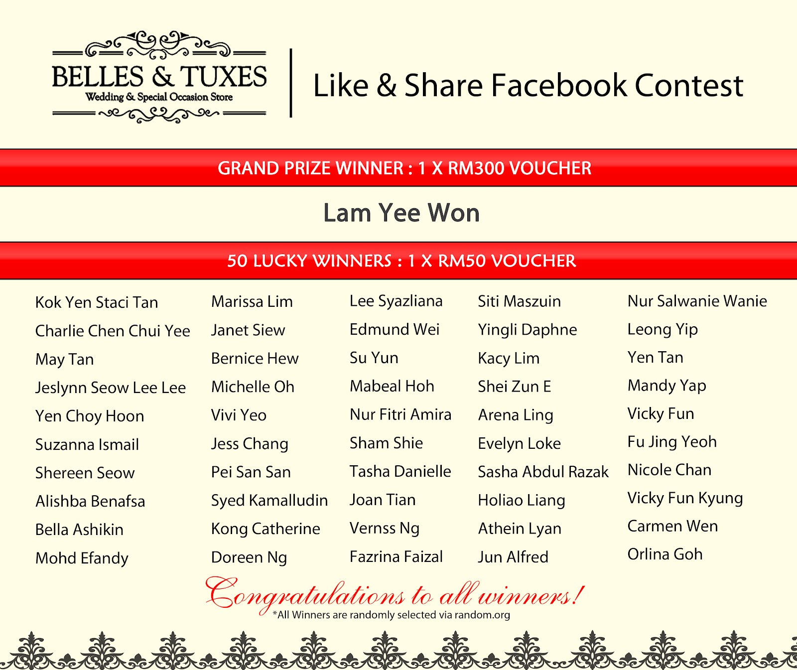 Belles & Tuxes - Wedding & Special Occasion Store: Like & Share Contest ...