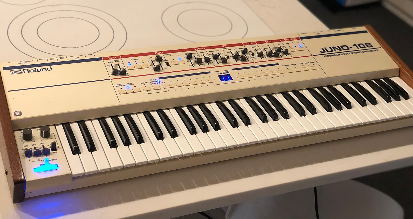 MATRIXSYNTH: Cream White Roland Juno-106 Analog Polyphonic Synthesizer ...