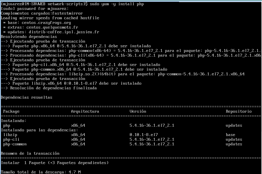 Instalación de un Servidor Web en Centos 7