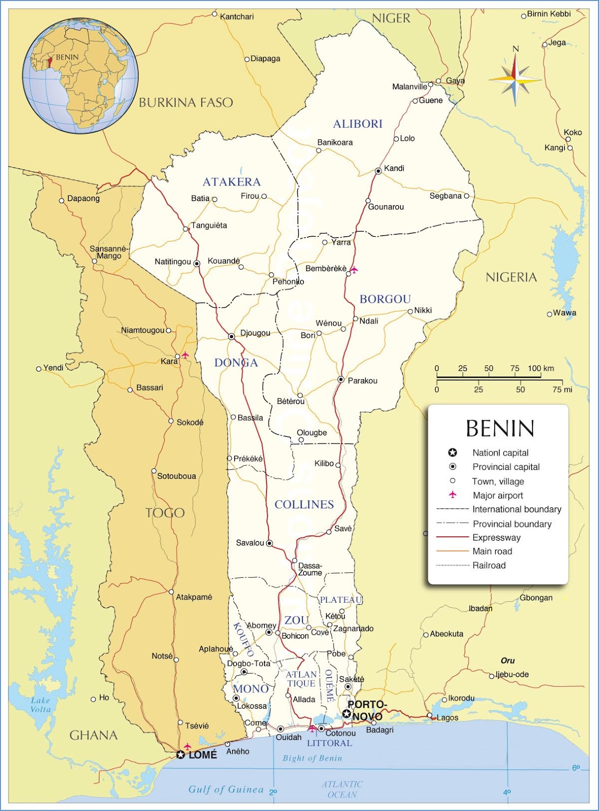 Benin | Mapas Geográficos do Benin