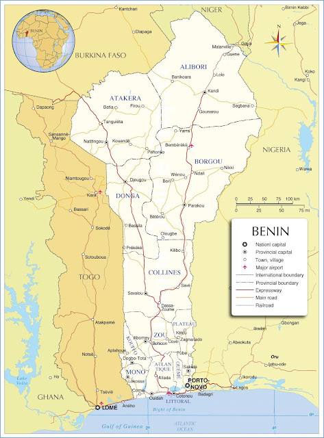 Benin - Peta geografis Benin - Geografia Total™