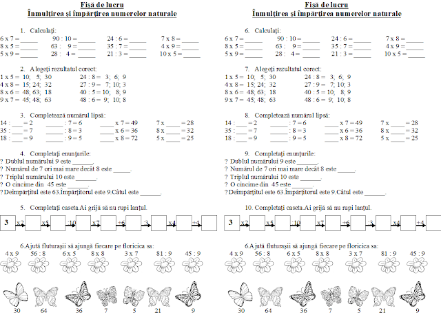 EDUCATIA CONTEAZA : INMULTIREA SI IMPARTIREA NUMERELOR NATURALE