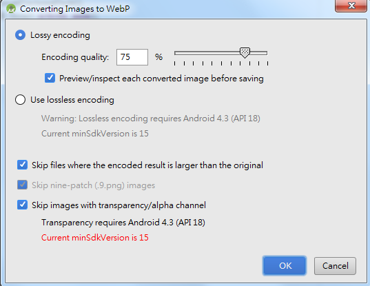Evan app Android Studio WebP APK Size Evan app Android Studio WebP APK Size