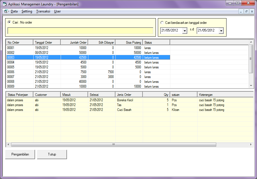 Source code Aplikasi Laundry (konsep) - vb - 'jadul'