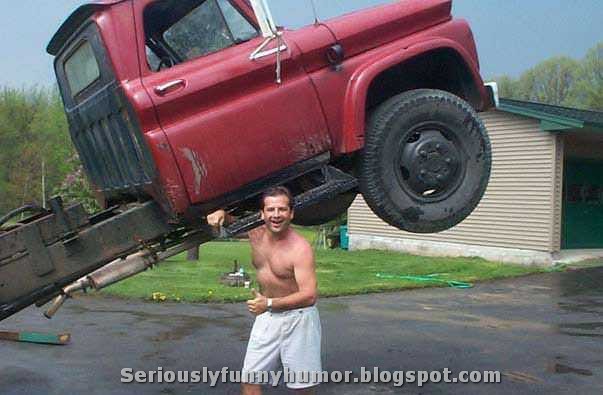 Funny strong man lifting truck | Seriously Funny Humor
