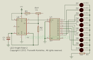 LED Knight Rider Circuits - CD4017 NE555 ~ Scorpionz - Electronic ...