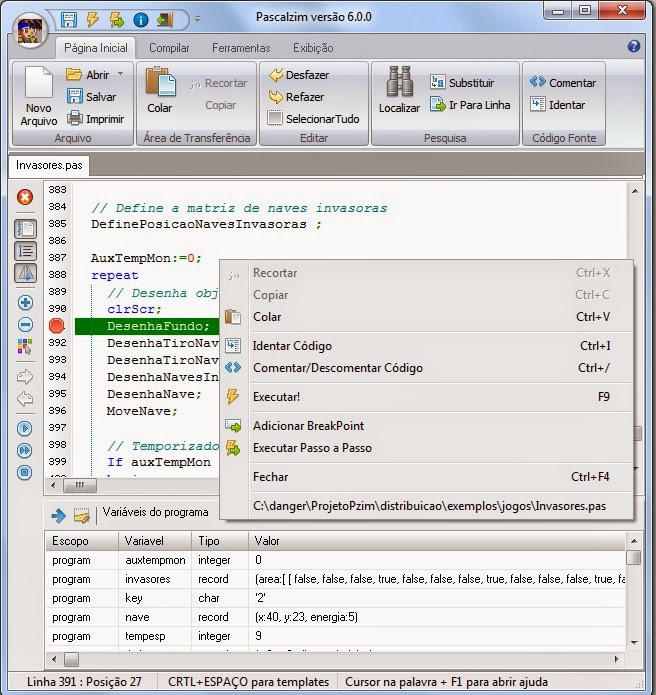 Pascalzim - Compilador Pascal: Linguagem