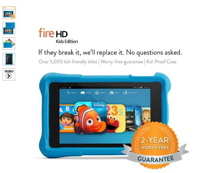 Fire HD 6 Kids Edition, 6 HD Display, Wi-Fi, 8 GB, Blue Kid-Proof Case ...